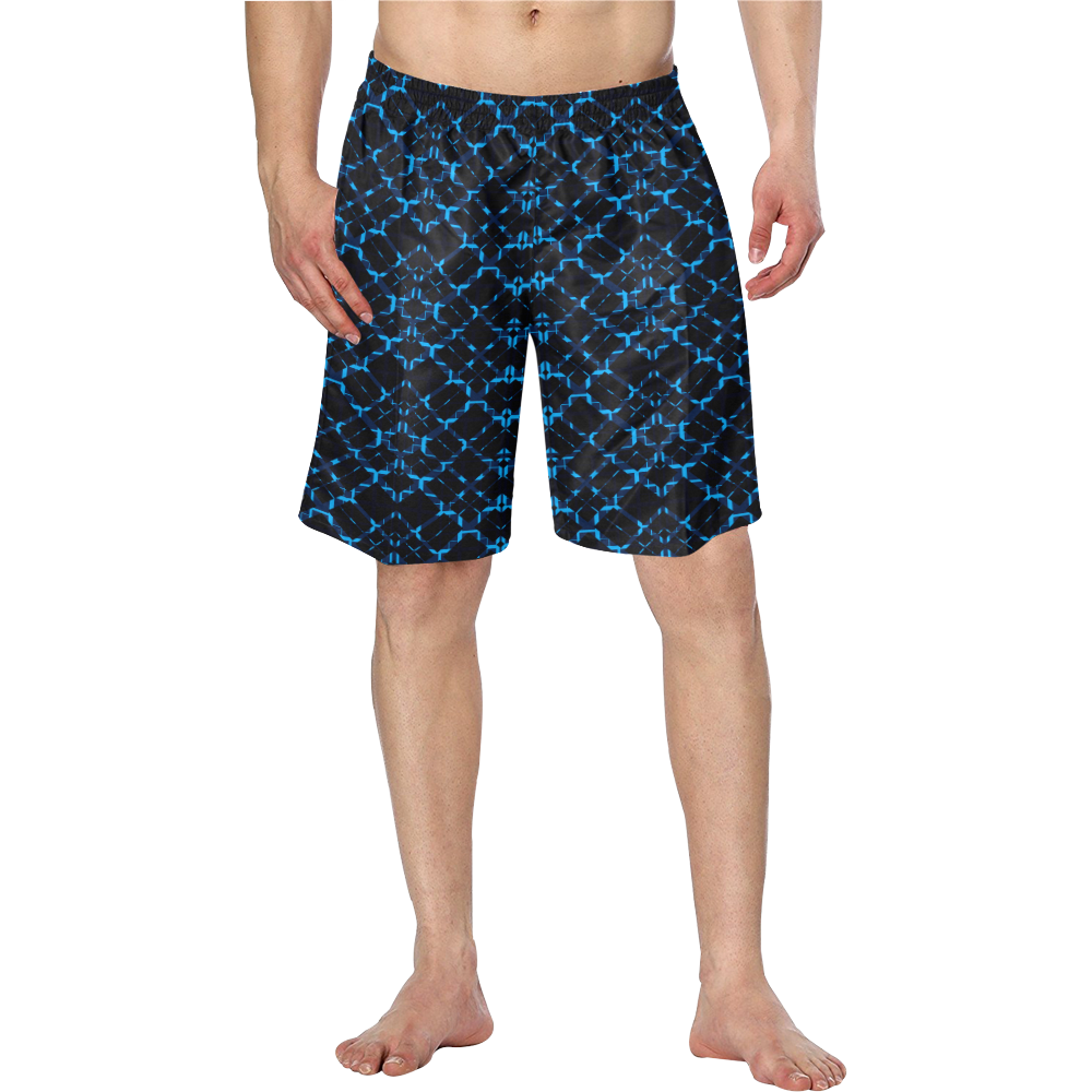 Diagonal Blue & Black Plaid modern style Men's Swim Trunk (Model L21 ...
