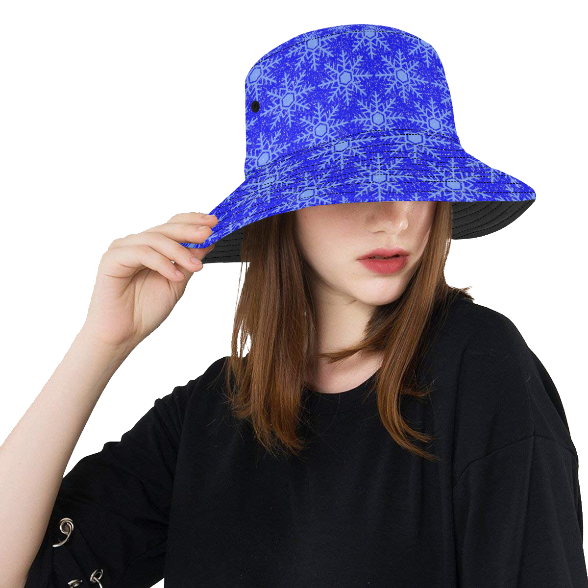 Blue Snowflakes All Over Print Bucket Hat | ID: D3314630