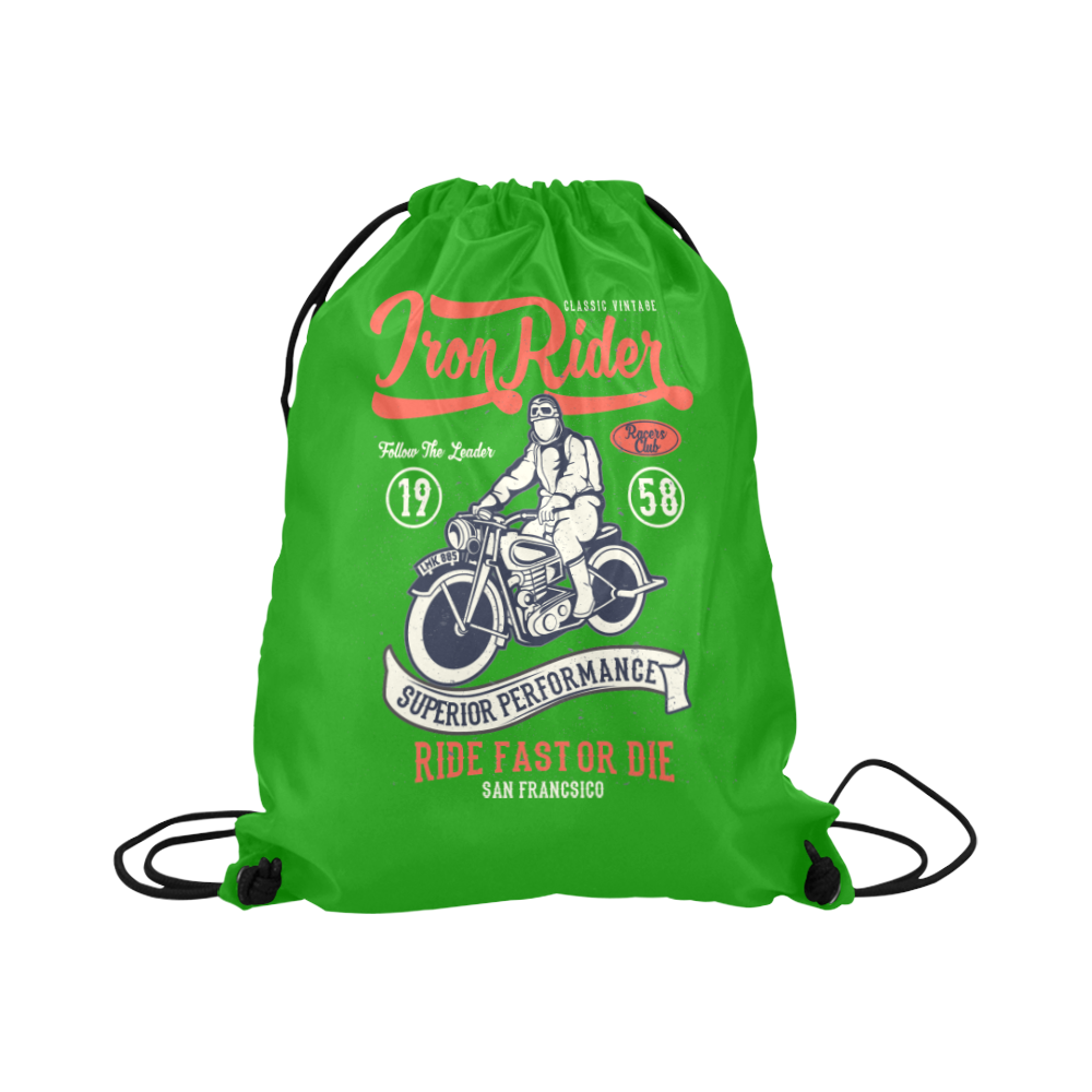 Iron Rider Drawsting Bags Large Drawstring Bag Model 1604 (Twin Sides ...