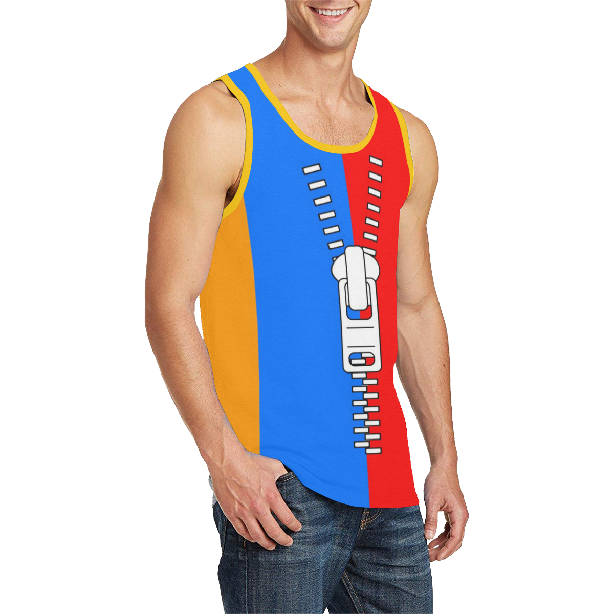 ZIPPER TWO Men's All Over Print Tank Top (Model T57) | ID: D2991915