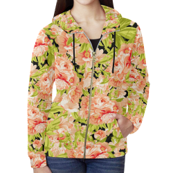 Flower Pattern All Over Print Full Zip Hoodie for Women (Model H14 ...