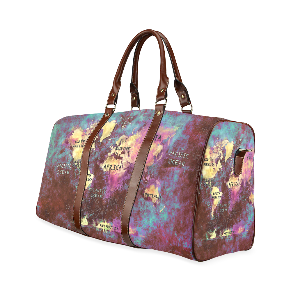 world map white and color Waterproof Travel Bag/Small (Model 1639) | ID ...