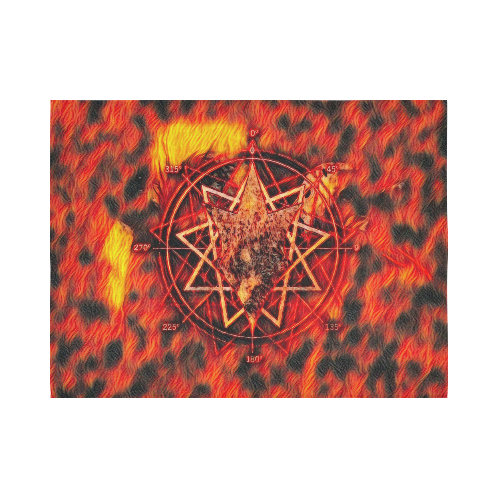 Chaos Magick Fire Circle Cotton Linen Wall Tapestry 80"x 60" | ID: D3317584