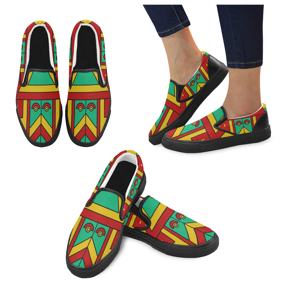 Aztec Spiritual Tribal Men's Slip-on Canvas Shoes (Model 019) | ID ...