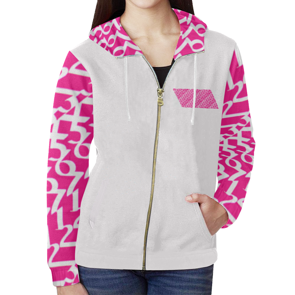 NUMBERS Collection 1234567 White/Pink Flag/Sleeves All Over Print Full ...