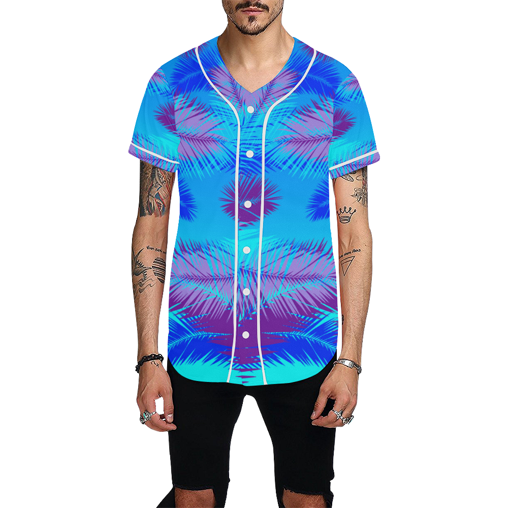 Summer Island pop art design All Over Print Baseball Jersey for Men ...