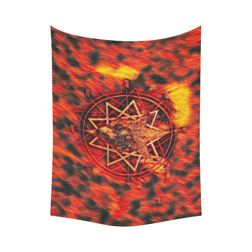 Chaos Magick Fire Circle Cotton Linen Wall Tapestry 80"x 60" | ID: D3317584