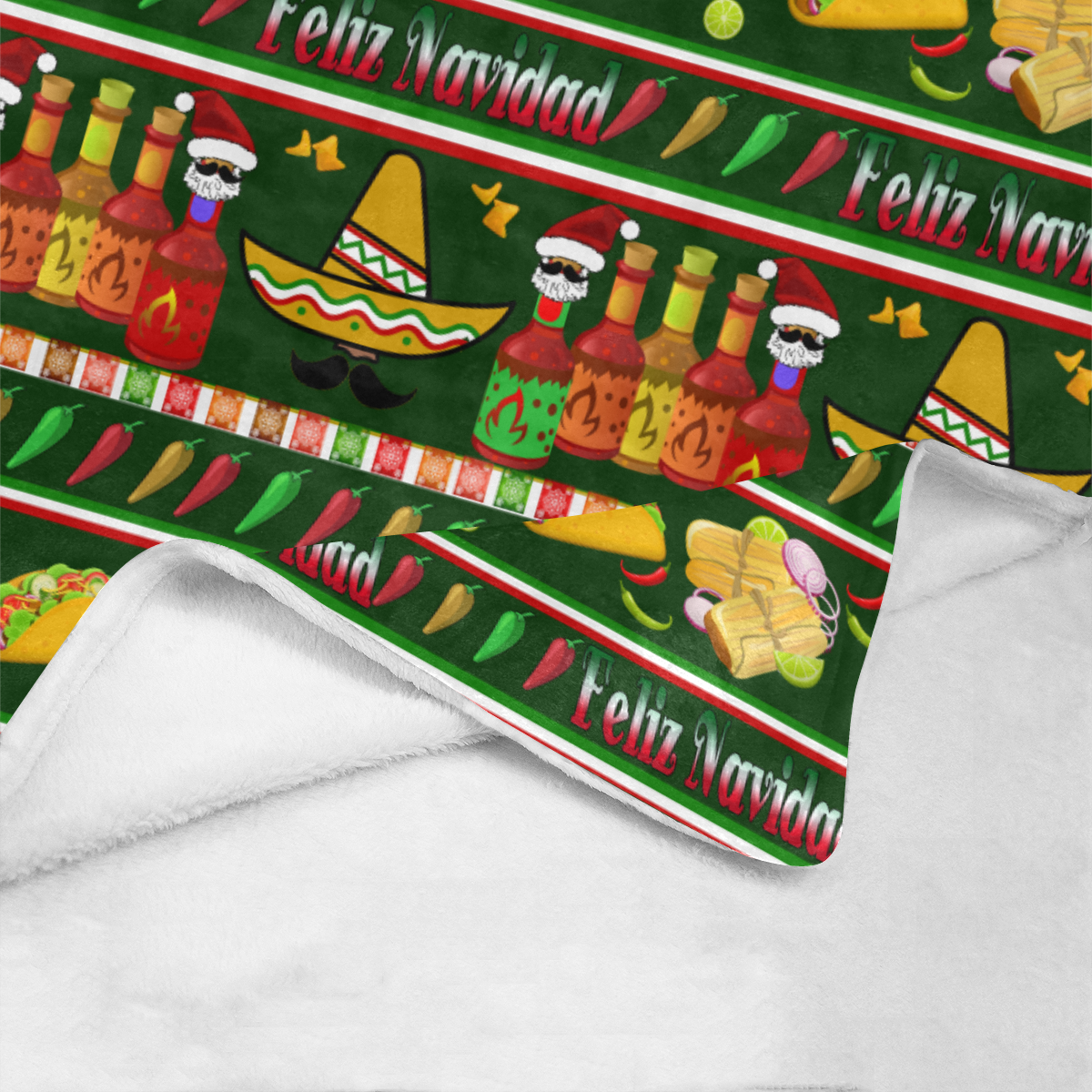 Christmas Feliz Navidad Ugly Sweater Green Ultra-Soft Micro Fleece ...