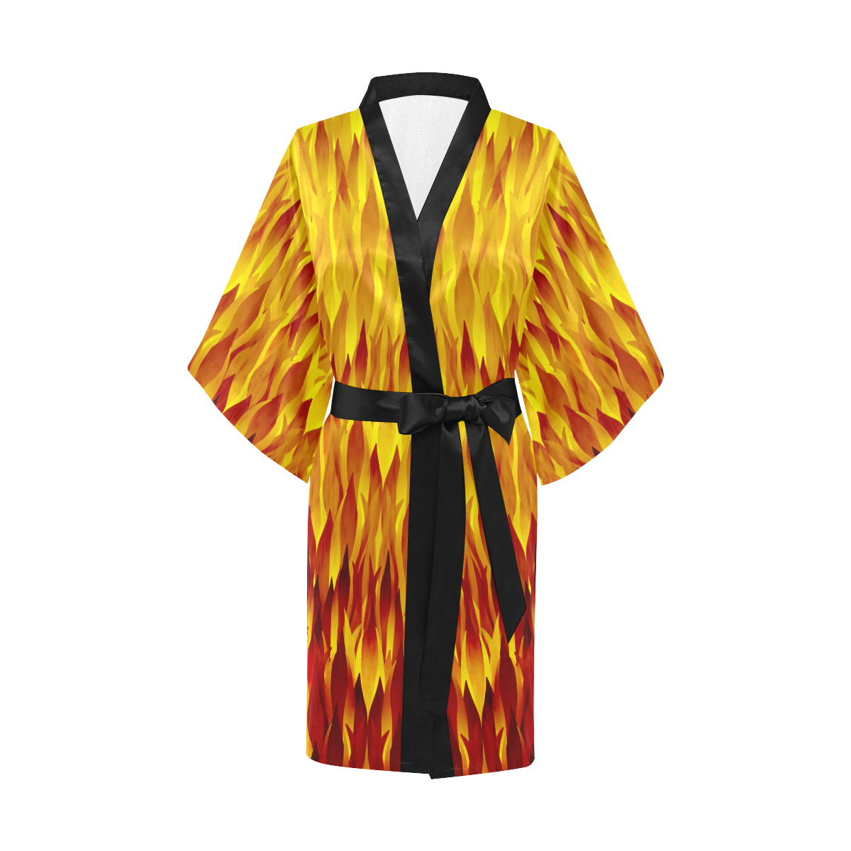Hot Fire and Flames Illustration Kimono Robe | ID: D3789420