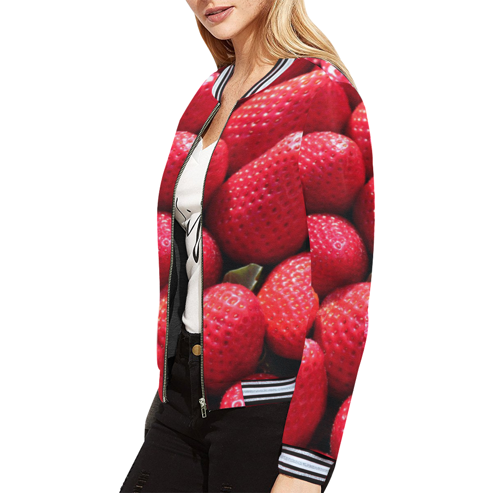 STRAWBERRIES All Over Print Bomber Jacket for Women (Model H21) | ID ...