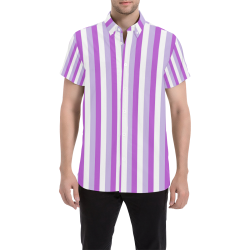 Black and White Stripes Men's All Over Print Short Sleeve Shirt (Model ...