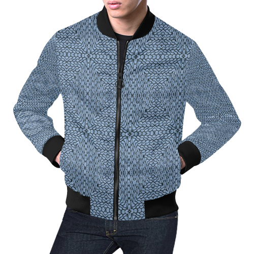 Denim 2 All Over Print Bomber Jacket For Men Model H19 Id D3112101