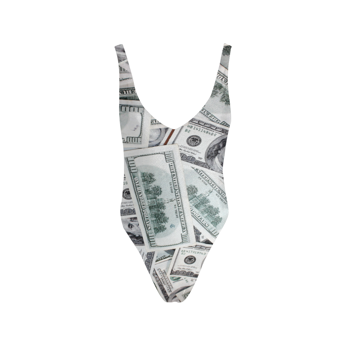Cash Money / Hundred Dollar Bills White Straps Sexy Low Back One-Piece ...