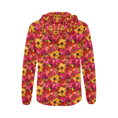 Flower Pattern All Over Print Full Zip Hoodie For Women Model H14