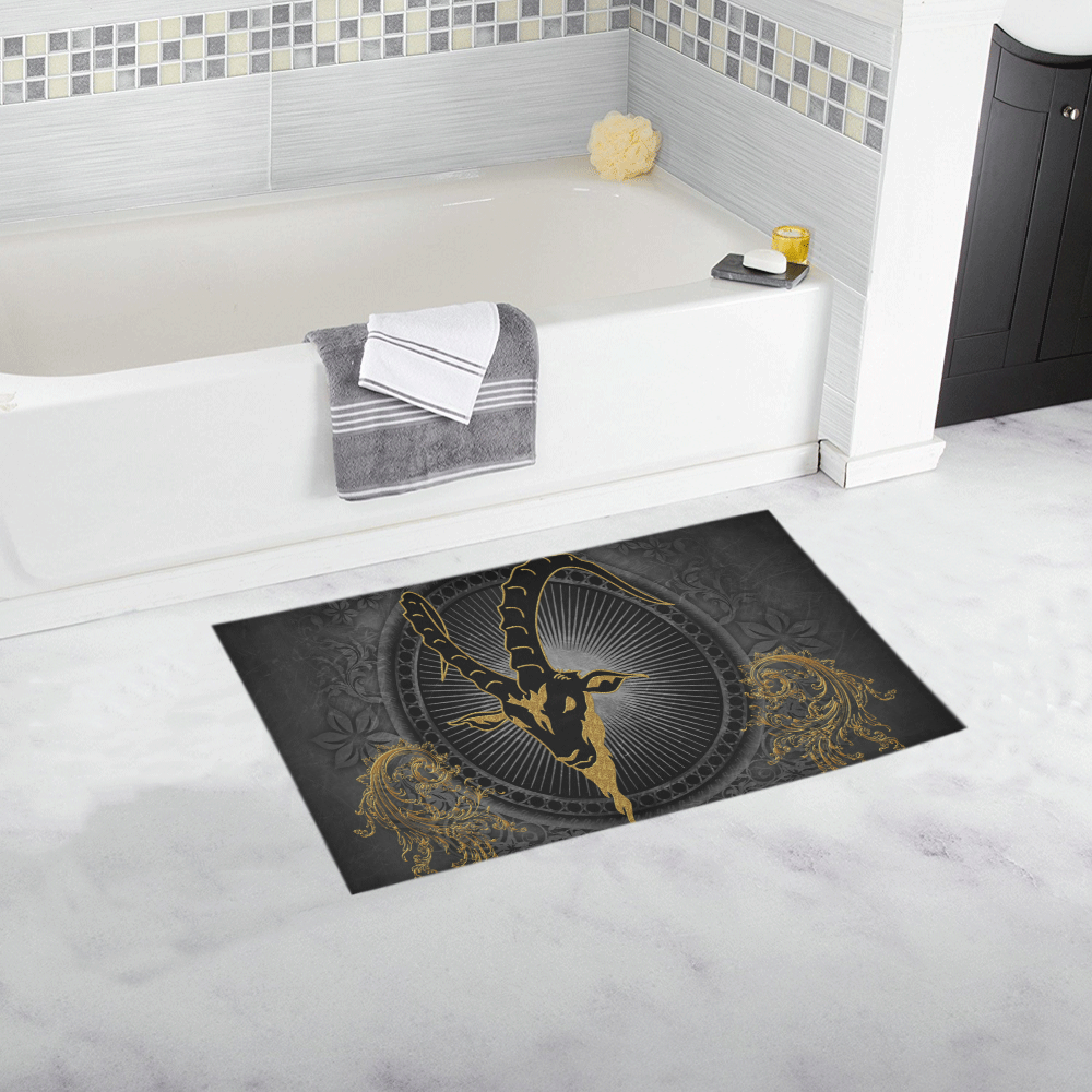 Billy-goat in black and gold Bath Rug 16''x 28'' | ID: D2415882