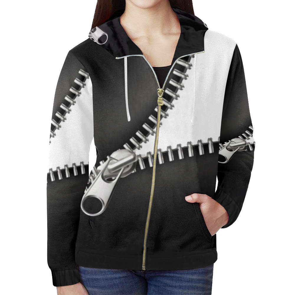 ZIPPER FOUR All Over Print Full Zip Hoodie for Women (Model H14) | ID ...