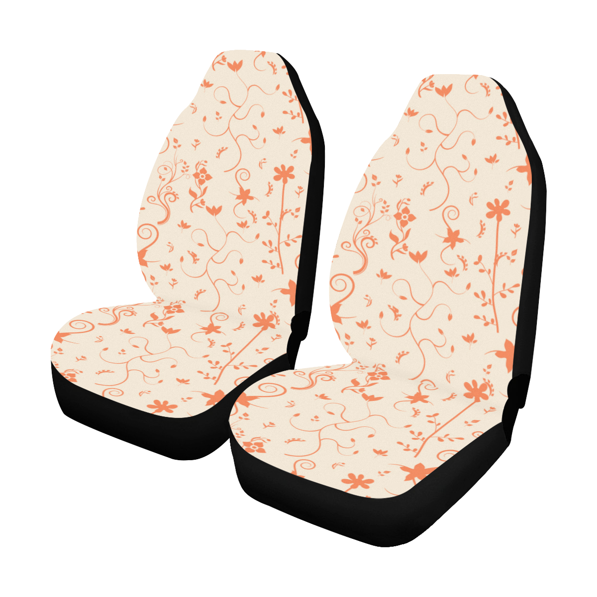 Living Coral Floral Pattern Car Seat Covers (Set of 2) | ID: D3436173