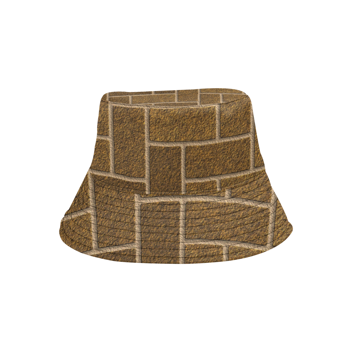 Gold Flaked Bricks All Over Print Bucket Hat | ID: D3114530