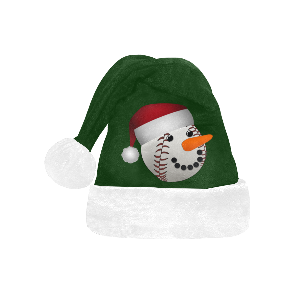 Christmas Santa Hat Baseball Cute Face Green Santa Hat | ID: D4146333
