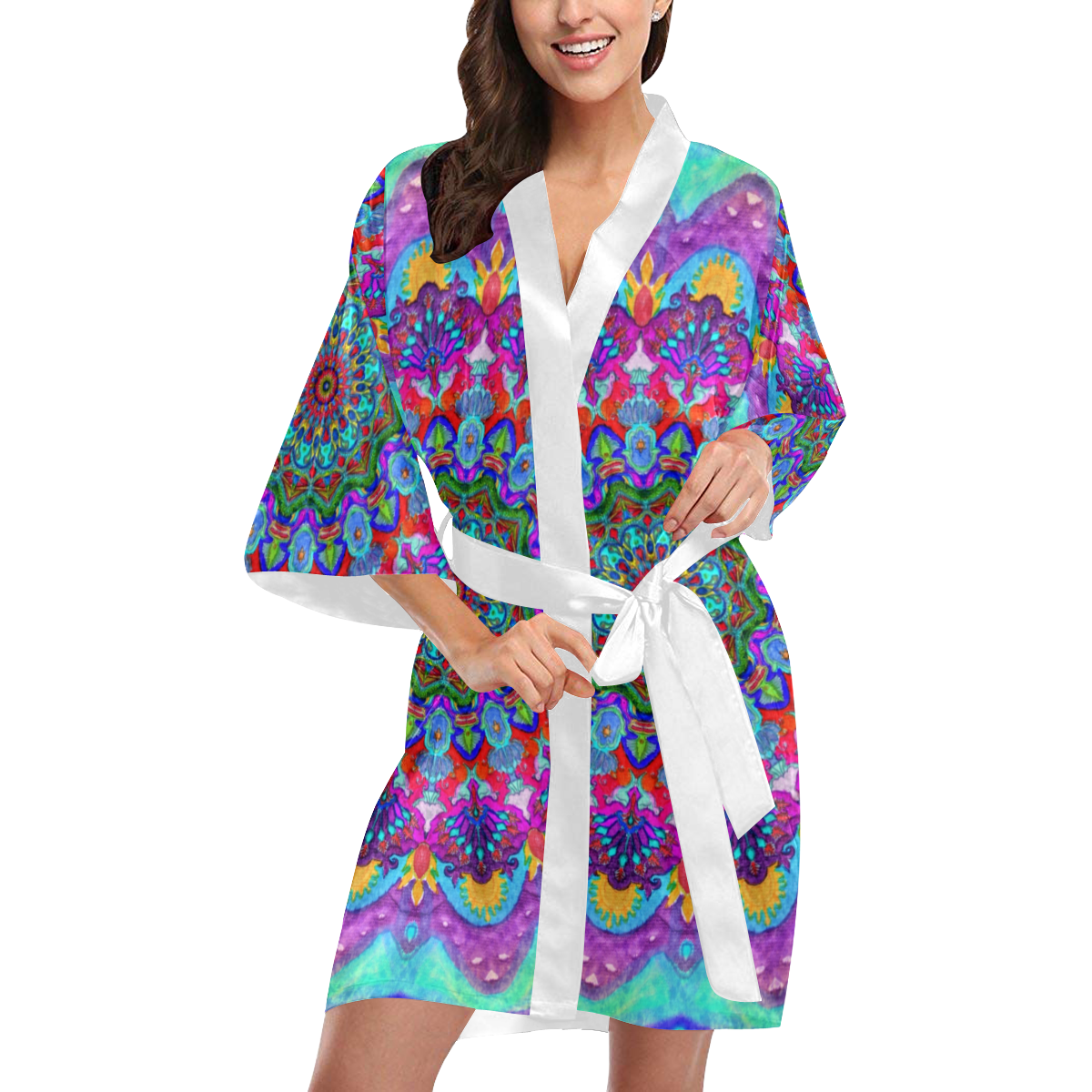 birds mandala Kimono Robe | ID: D3657812