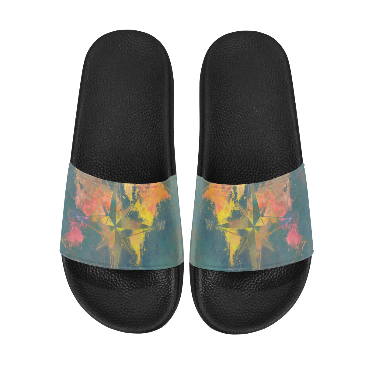 world map wind rose #map #worldmap Men's Slide Sandals (Model 057) | ID ...