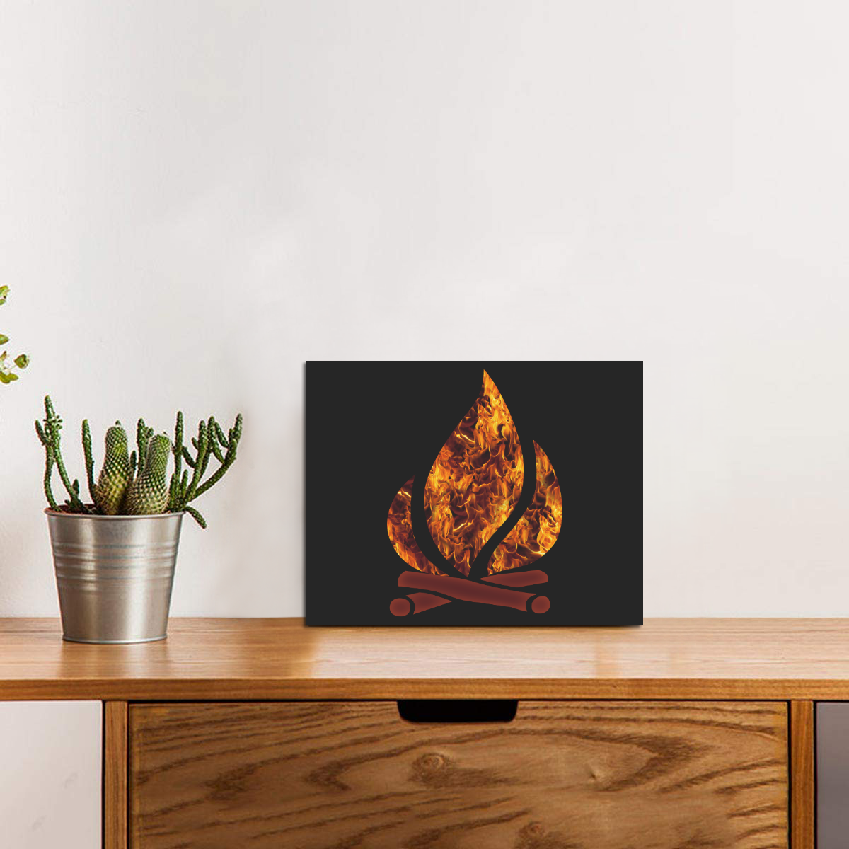 Flaming Campfire Photo Panel for Tabletop Display 8"x6" | ID: D4455778