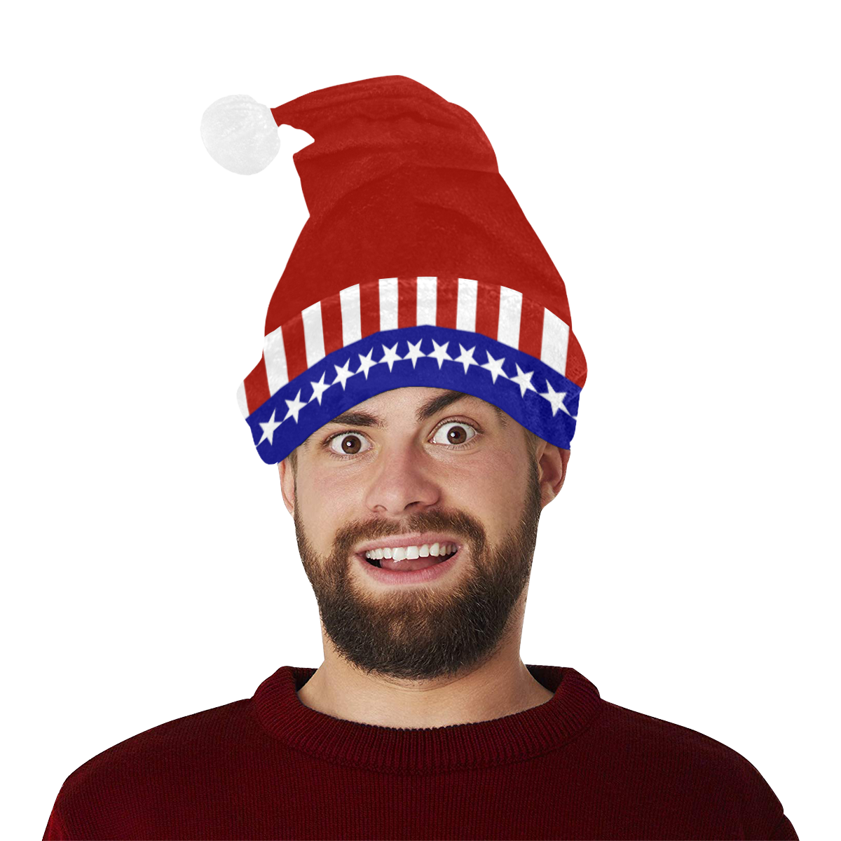 Patriotic USA Stars and Stripes Red Santa Hat | ID: D4206450