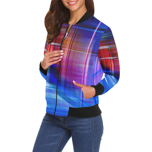 double lines All Over Print Bomber Jacket for Women (Model H19) | ID ...