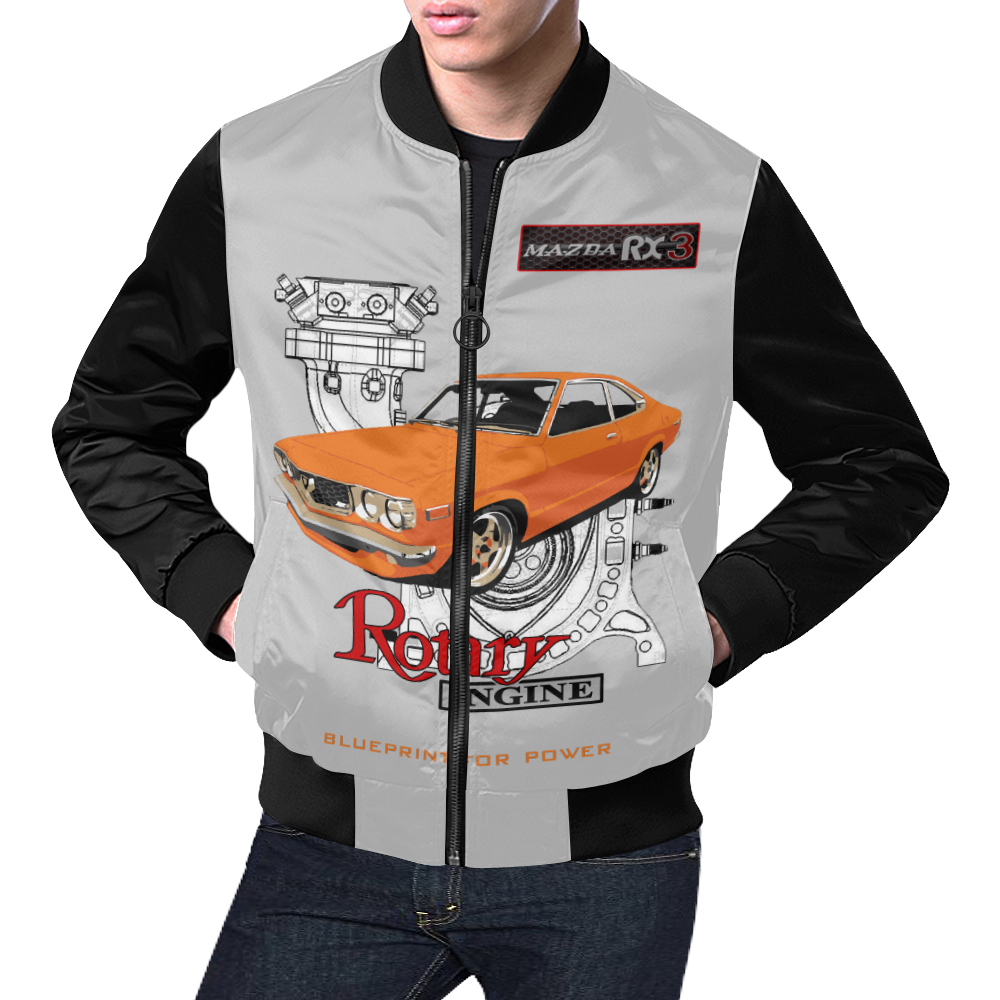 Printify Mazda RX3 Blueprint for power orange All Over Print Bomber ...