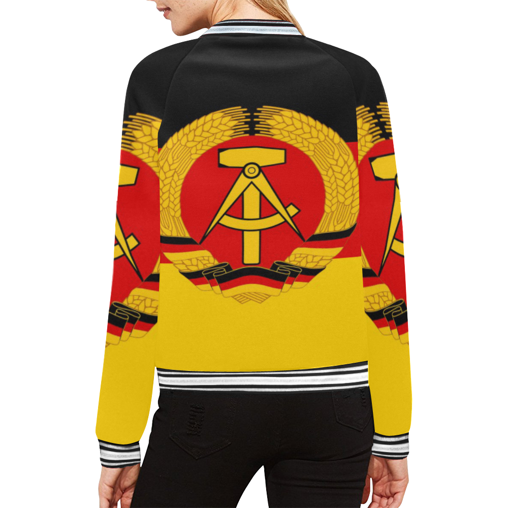 GDR FLAG All Over Print Bomber Jacket for Women (Model H21) | ID: D3112447