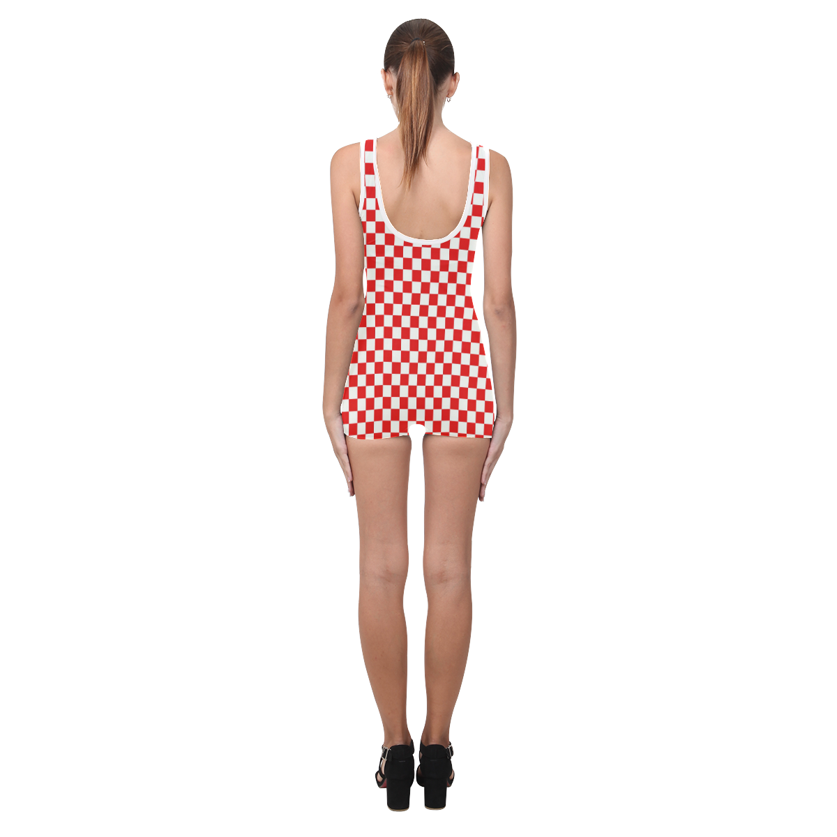 Bright Red Gingham Classic One Piece Swimwear (Model S03) | ID: D2462823