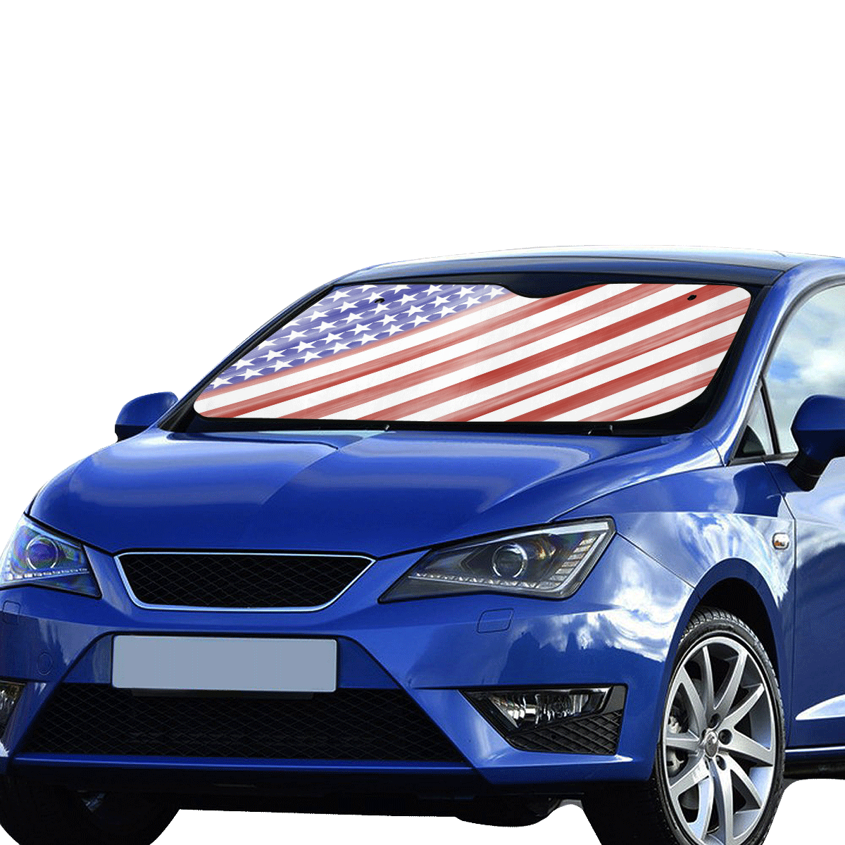Patriotic America Diagonal Car Sun Shade 55"x30" | ID: D3820149