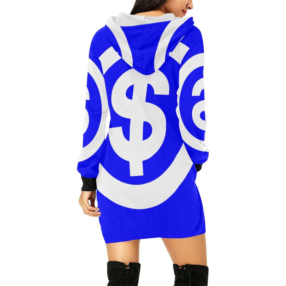 DOLLAR SIGNS 2 All Over Print Hoodie Mini Dress (Model H27) | ID: D2963164