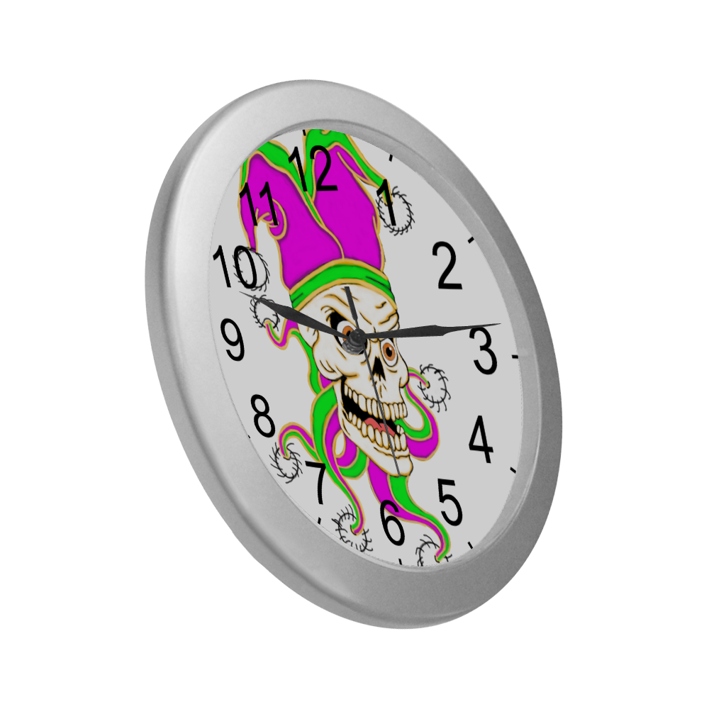 Jester Skull Silver Color Wall Clock | ID: D4866947