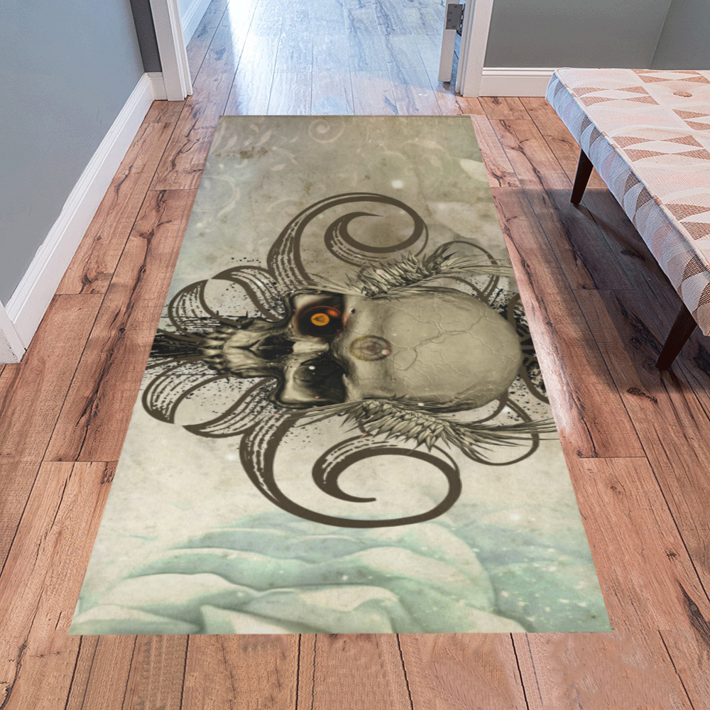 Creepy skull, vintage background Area Rug 7'x3'3'' | ID: D2776447