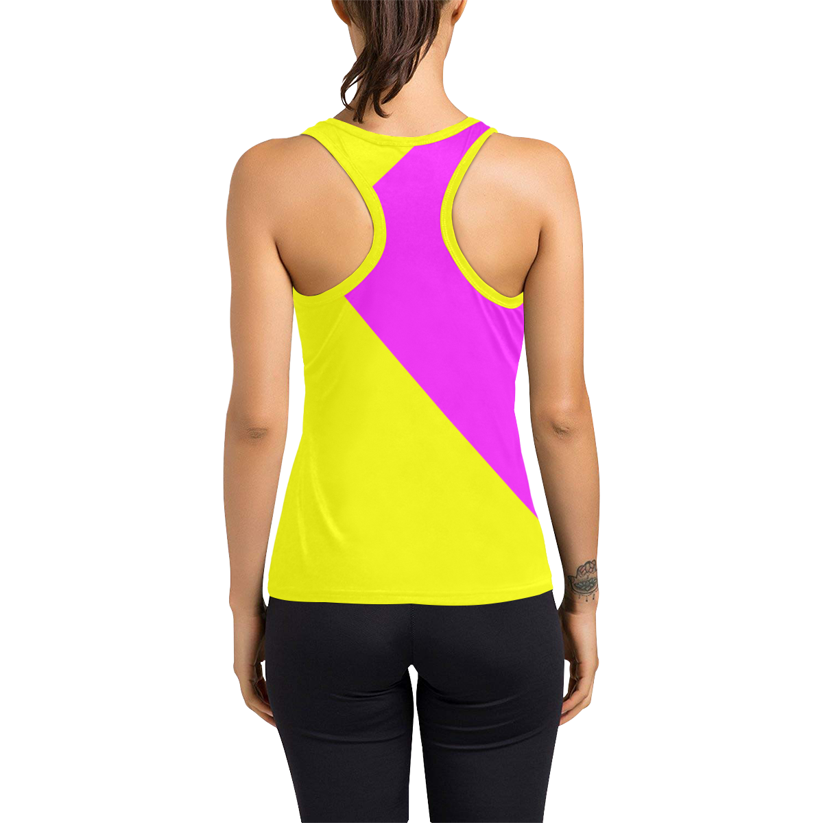 Bright Neon Pink and Yellow Women's Racerback Tank Top (Model T60) | ID ...