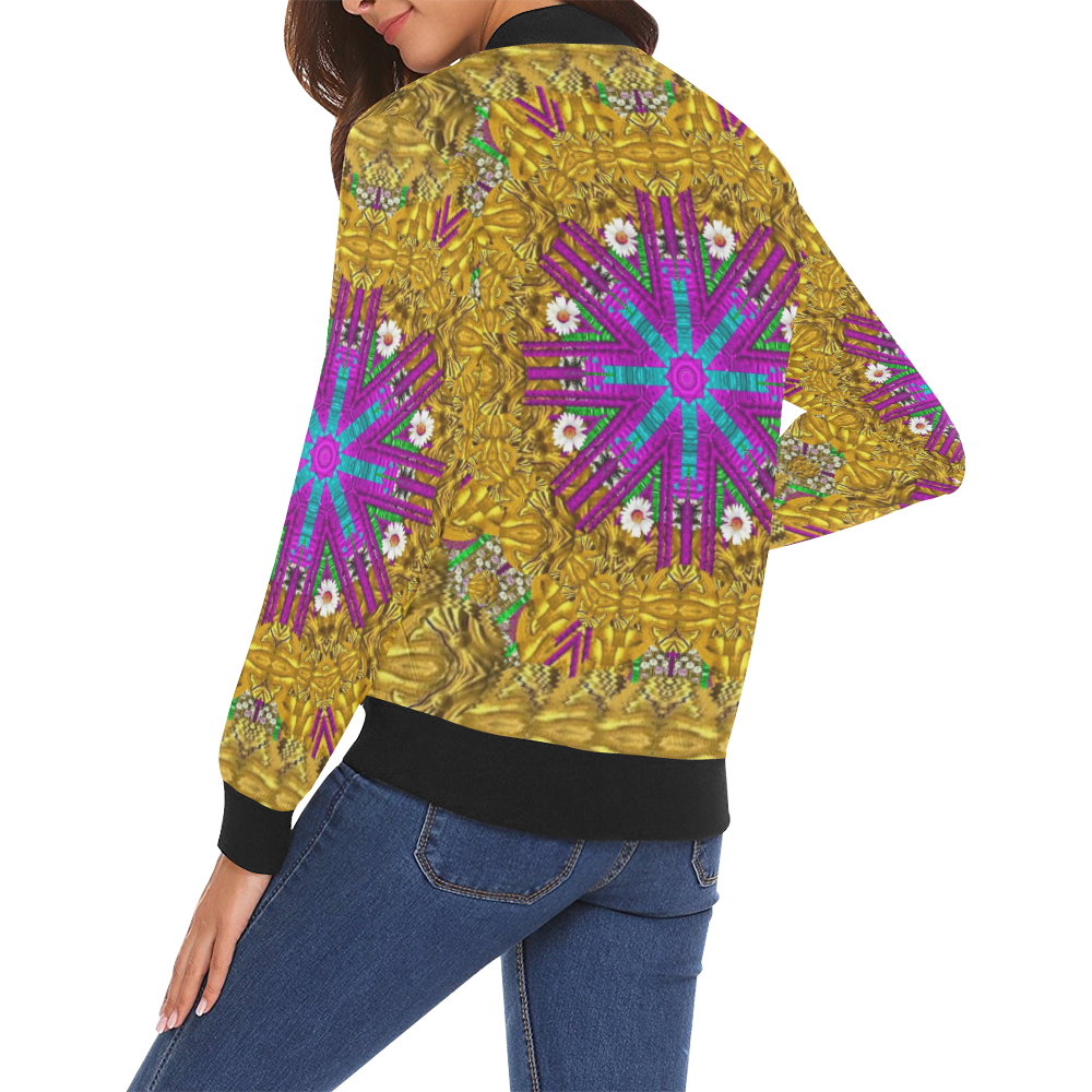Golden retro medival festive fantasy nature All Over Print Bomber ...