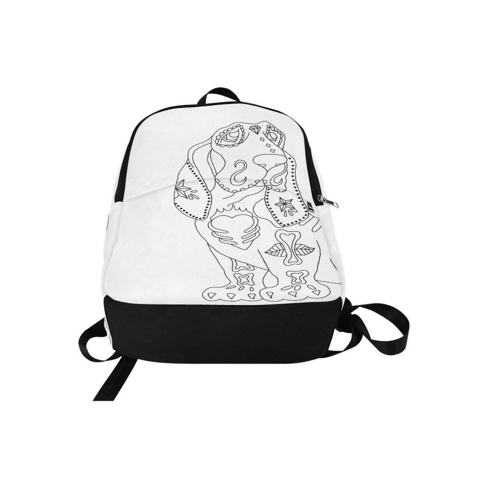 Color Me Basset Hound Sugar Skull Wrap White Fabric Backpack for Adult ...