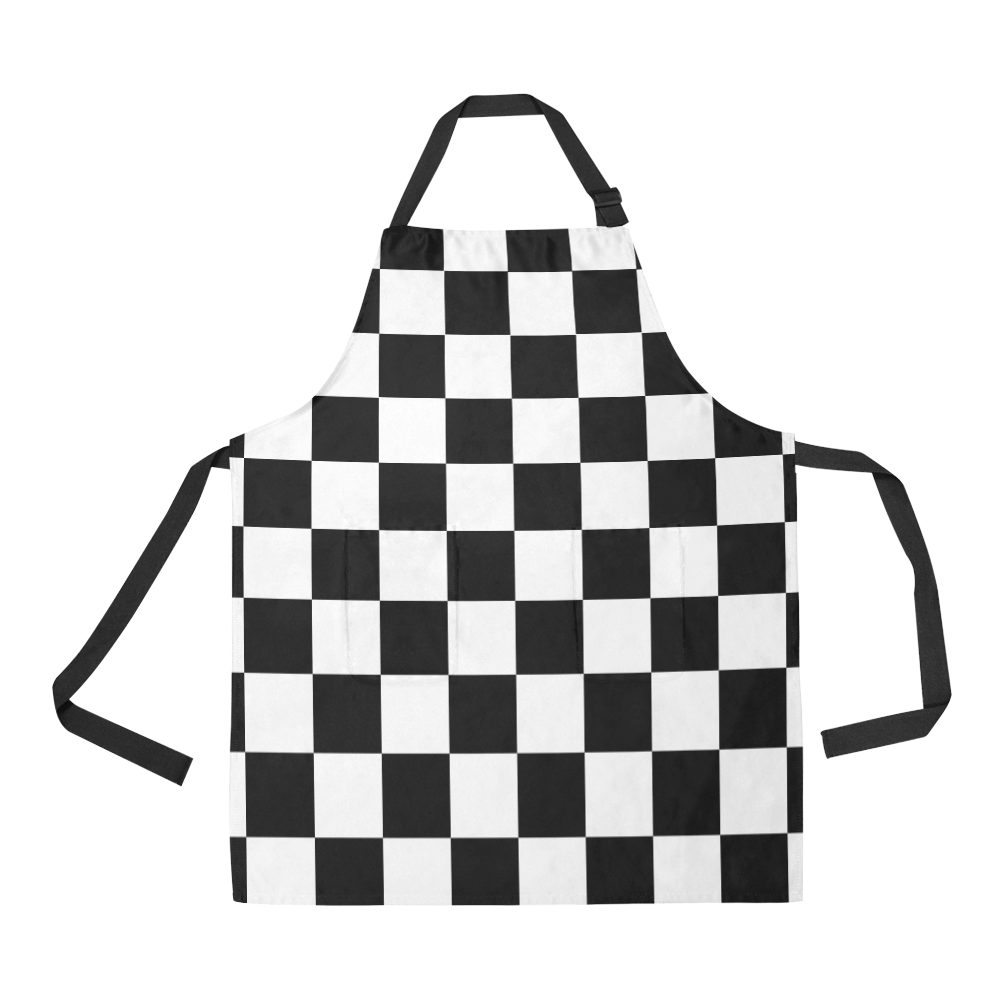 Black White Checkers All Over Print Apron | ID: D3408271