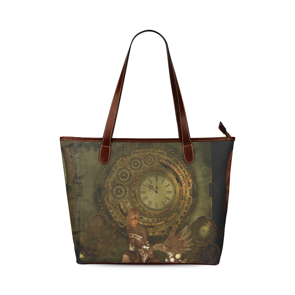 Steampunk, women with steampunk dragon Shoulder Tote Bag (Model 1646 ...