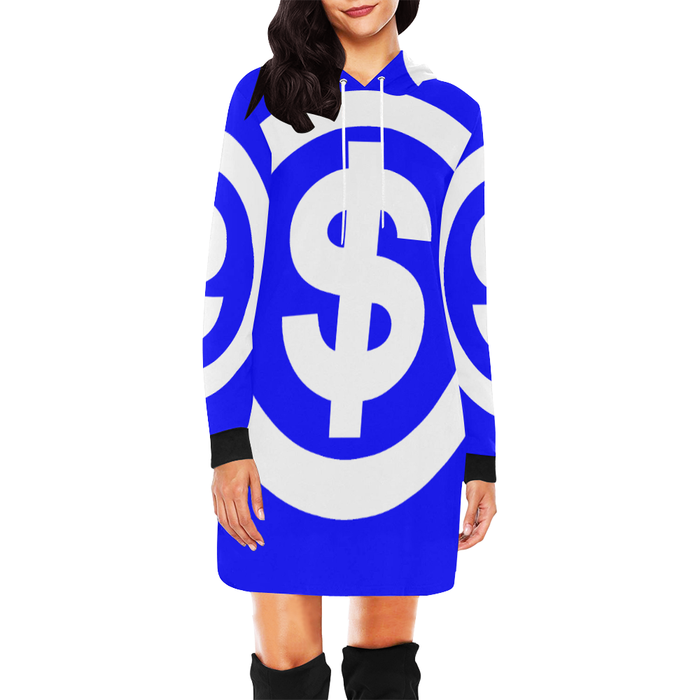 DOLLAR SIGNS 2 All Over Print Hoodie Mini Dress (Model H27) | ID: D2963164