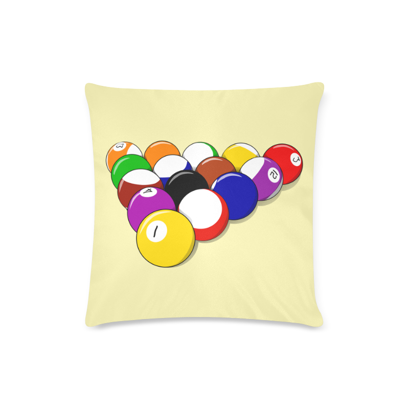 Billiard Balls Set-Up on Yellow Custom Zippered Pillow Case 16"x16 ...