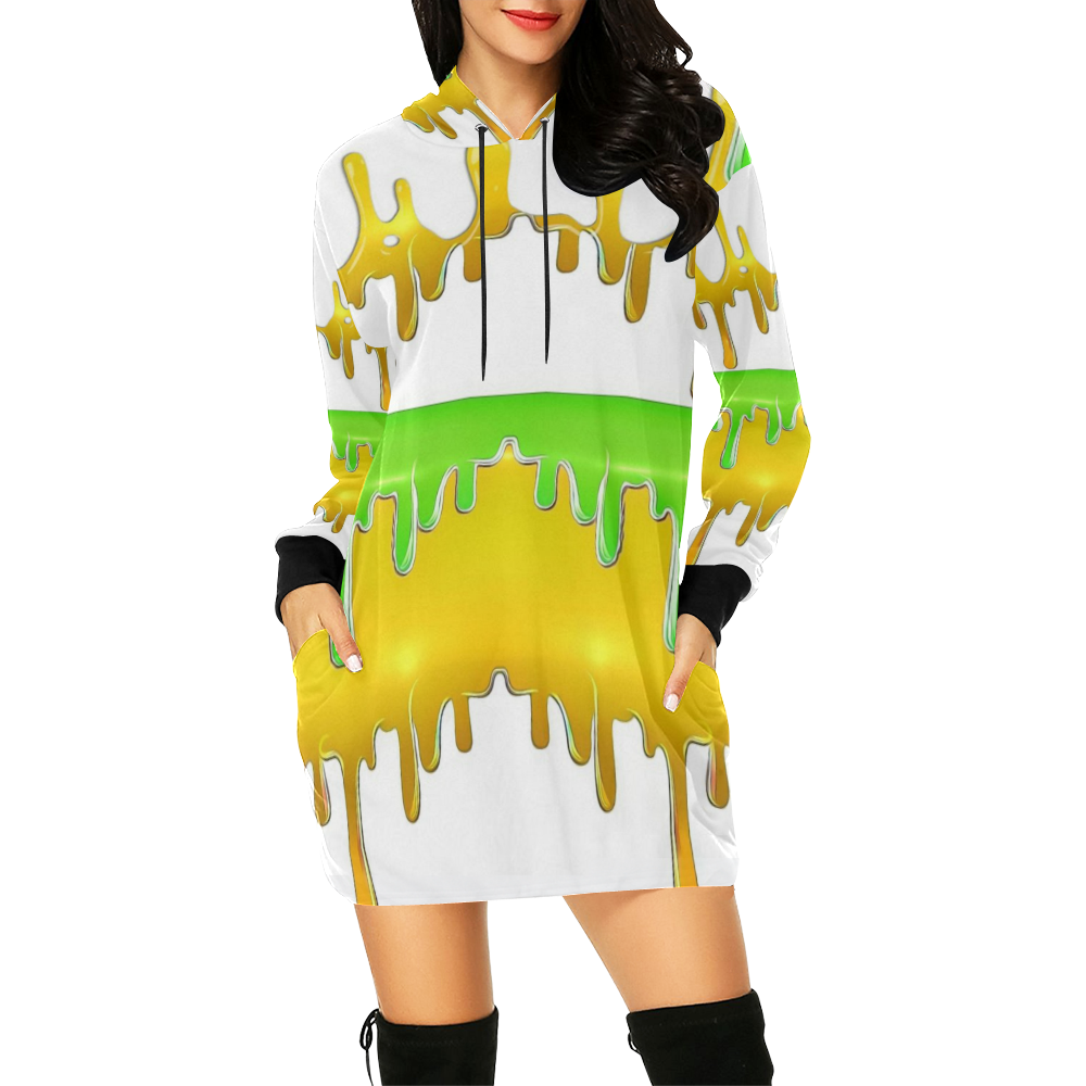 dripping paint in colors All Over Print Hoodie Mini Dress (Model H27 ...