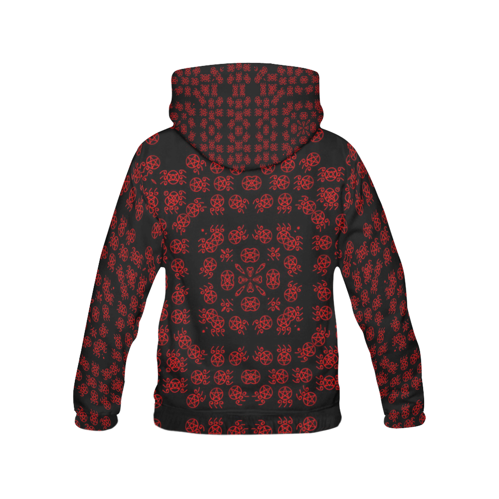666 Reverse Pentagram Satin All Over Print Hoodie for Men/Large Size ...