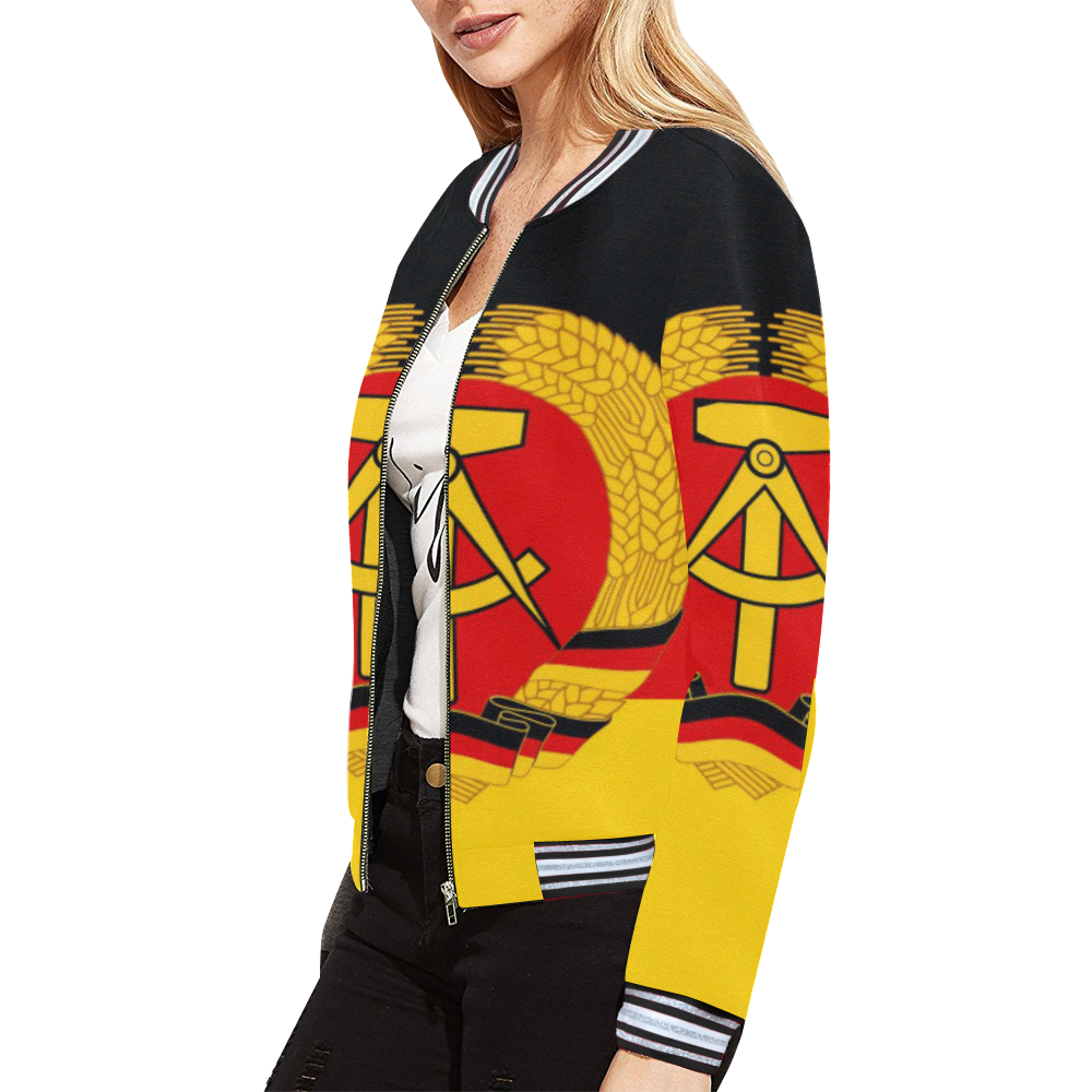GDR FLAG All Over Print Bomber Jacket for Women (Model H21) | ID: D3112447