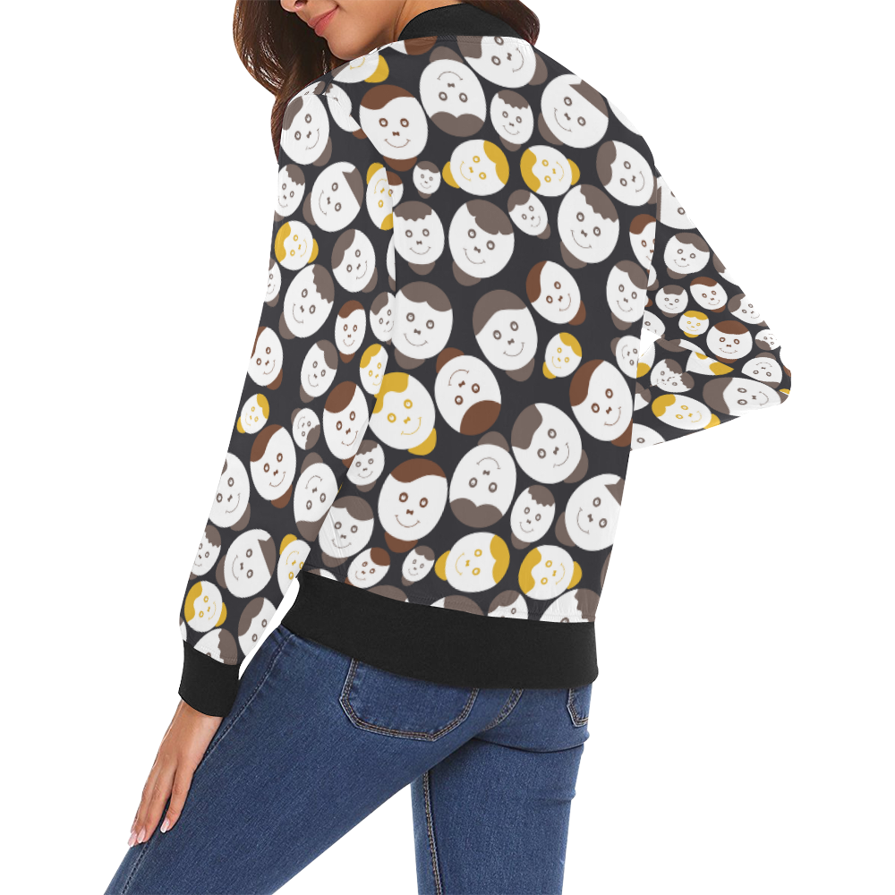 brown smiley faces All Over Print Bomber Jacket for Women (Model H19 ...
