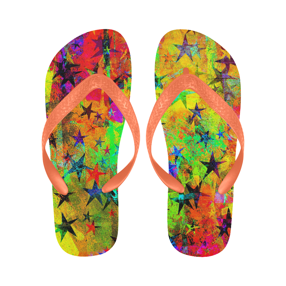 stars and texture colors Flip Flops for Men/Women (Model 040) | ID ...