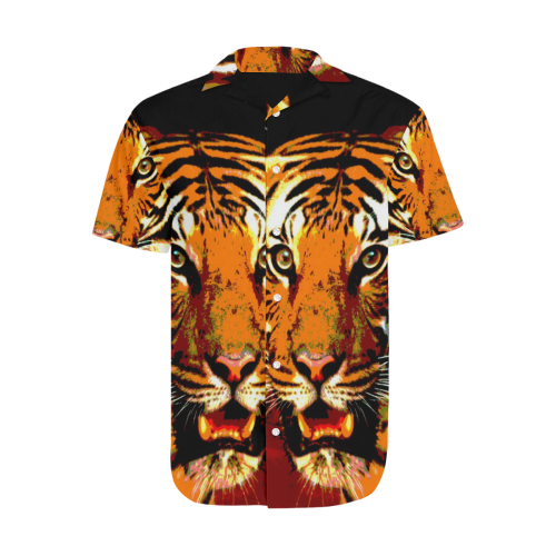 TIGER 14 Men's Short Sleeve Shirt with Lapel Collar (Model T54) | ID ...