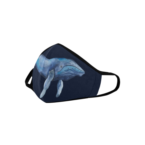 Sad-blue-whale-dark-blue-background Mouth Mask | ID: D4919273