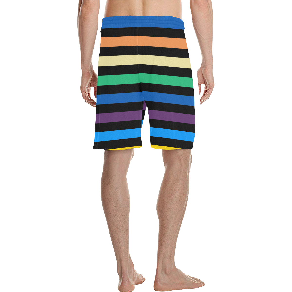 Rainbow Stripes with Black Men's All Over Print Casual Shorts (Model ...
